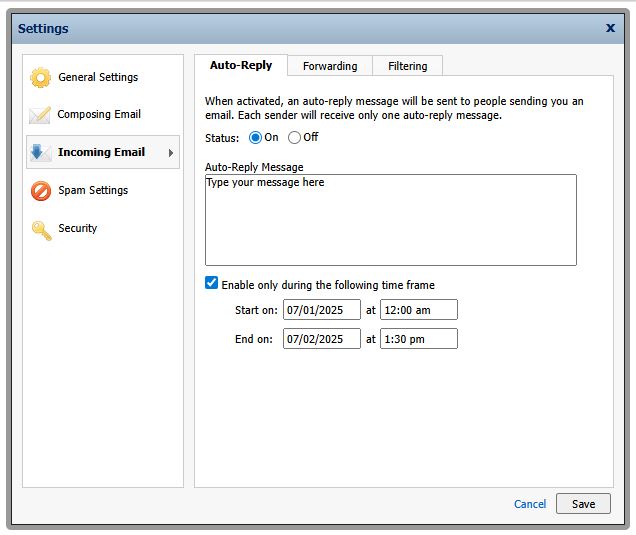 Add an Auto-Reply to your Power Shift email account in Cloud Mail ...